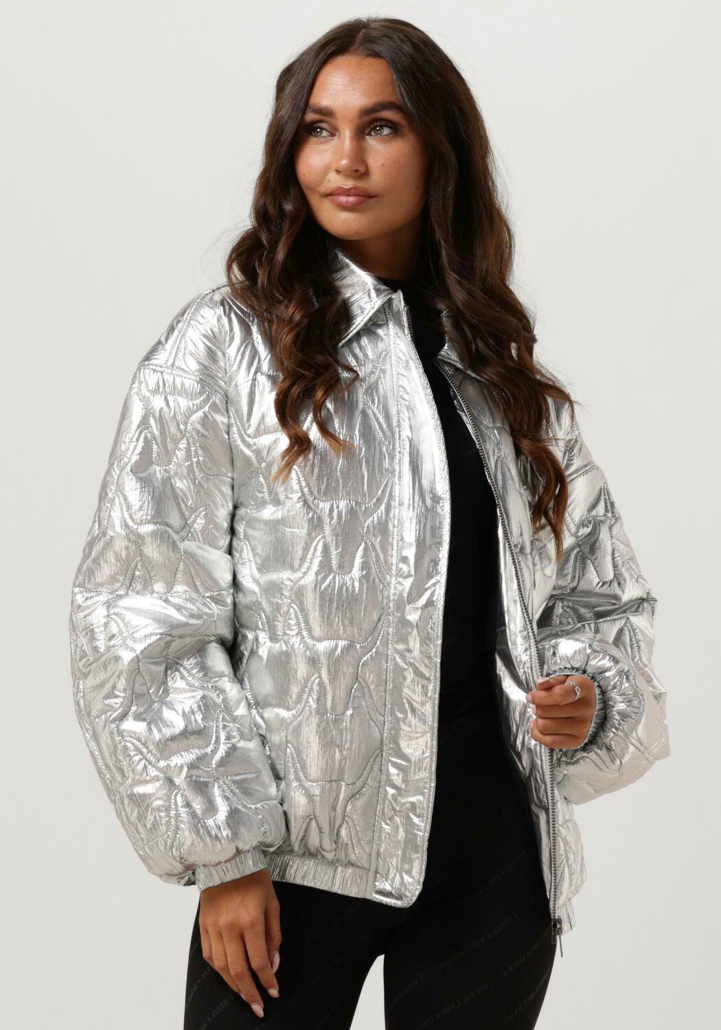 Zilveren ALIX THE LABEL Jack OVERSIZED SILVER BOMBER | Omoda