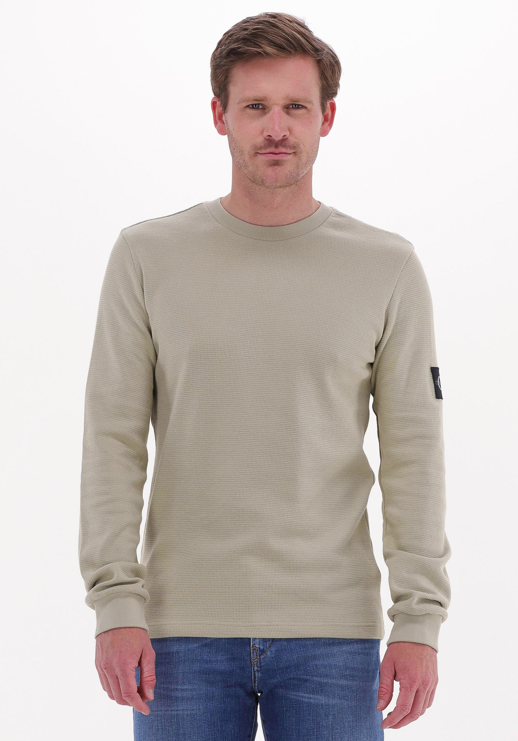 Beige CALVIN KLEIN Sweater BADGE WAFFLE LS TEE | Omoda