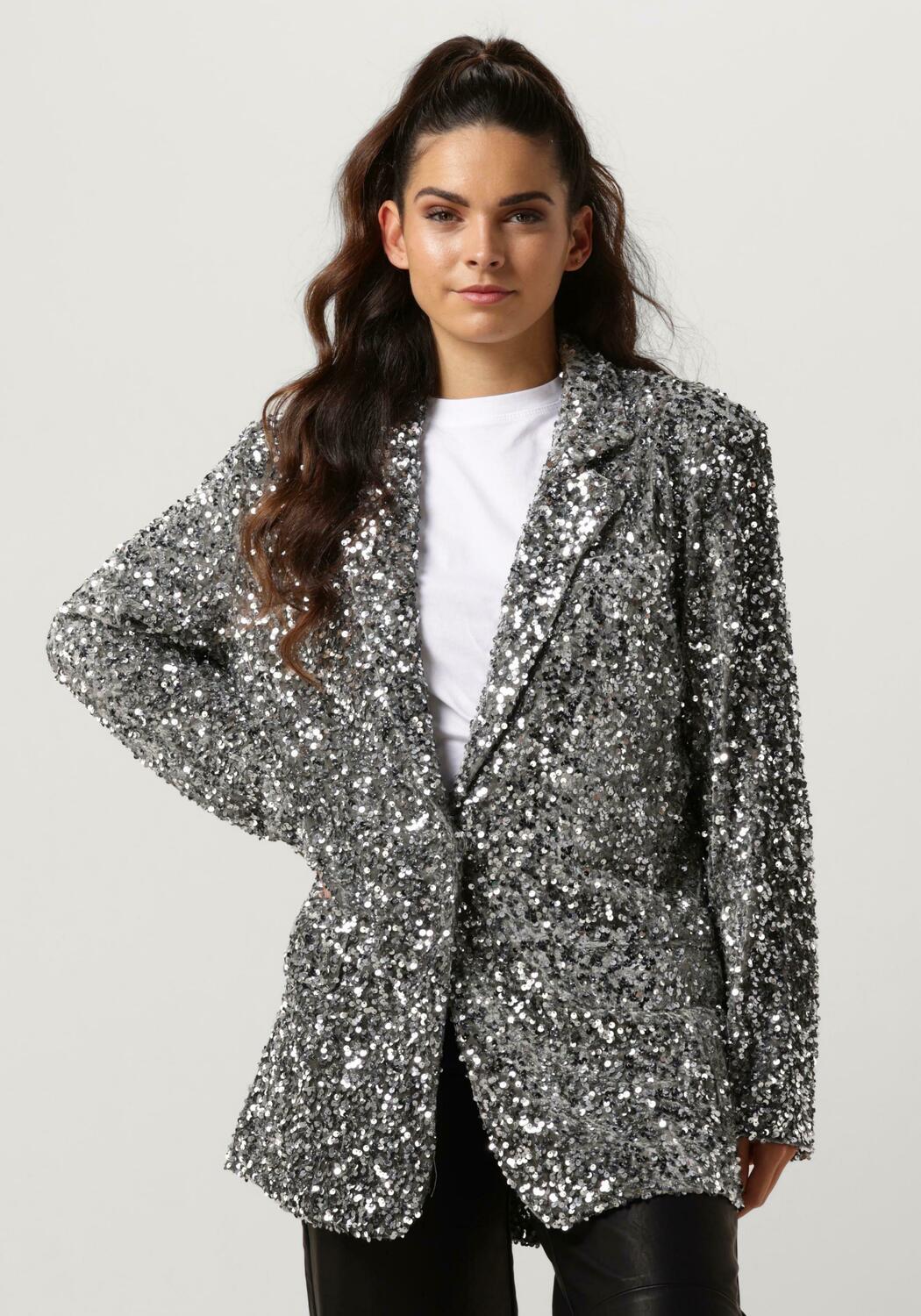 Zilveren NOTRE-V Blazer NV-CHRISTINE GLITTER VELVET BLAZER | Omoda
