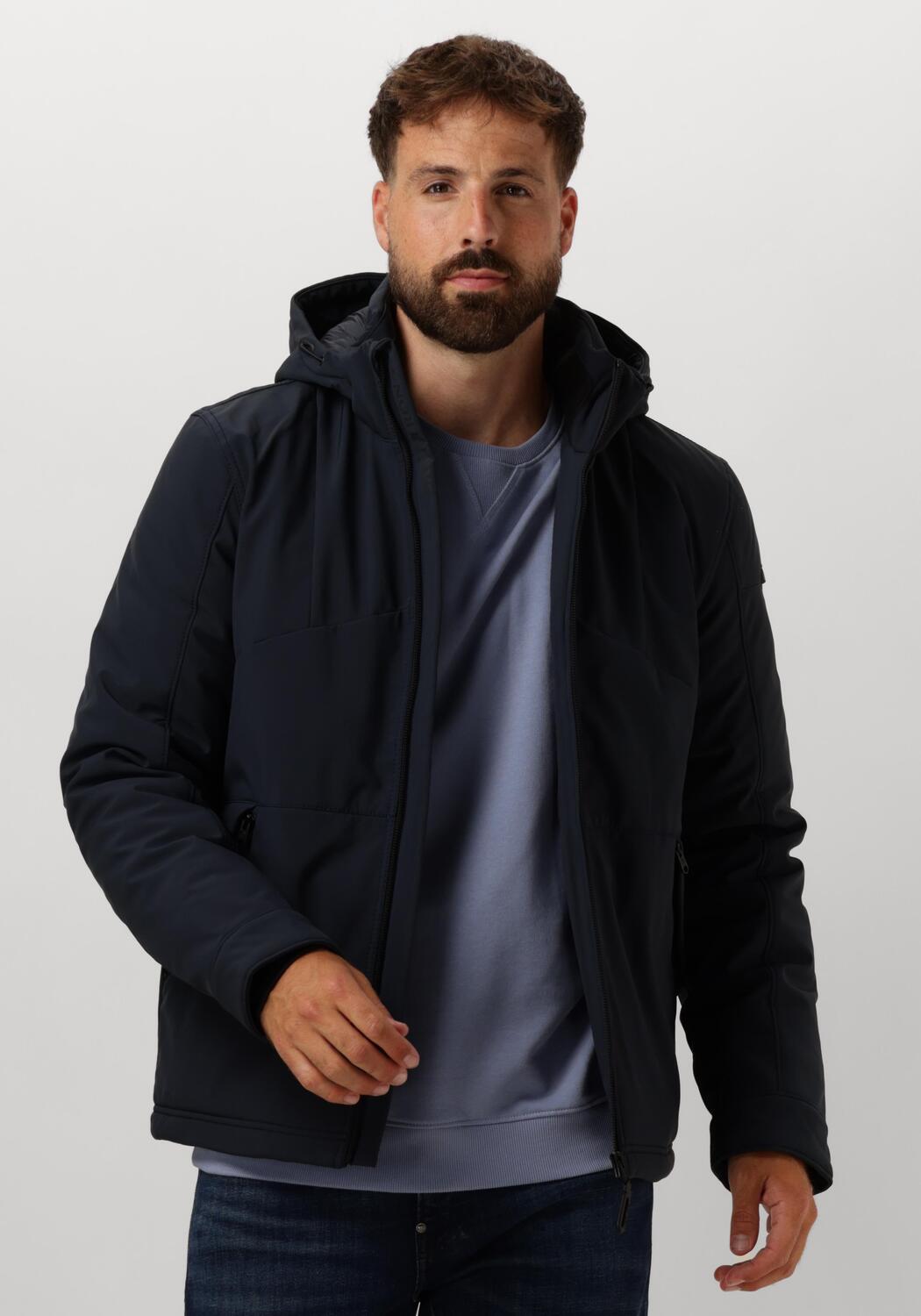 Blauwe CAST IRON Jack SHORT JACKET SOFTSHELL SUPERBOLT | Omoda