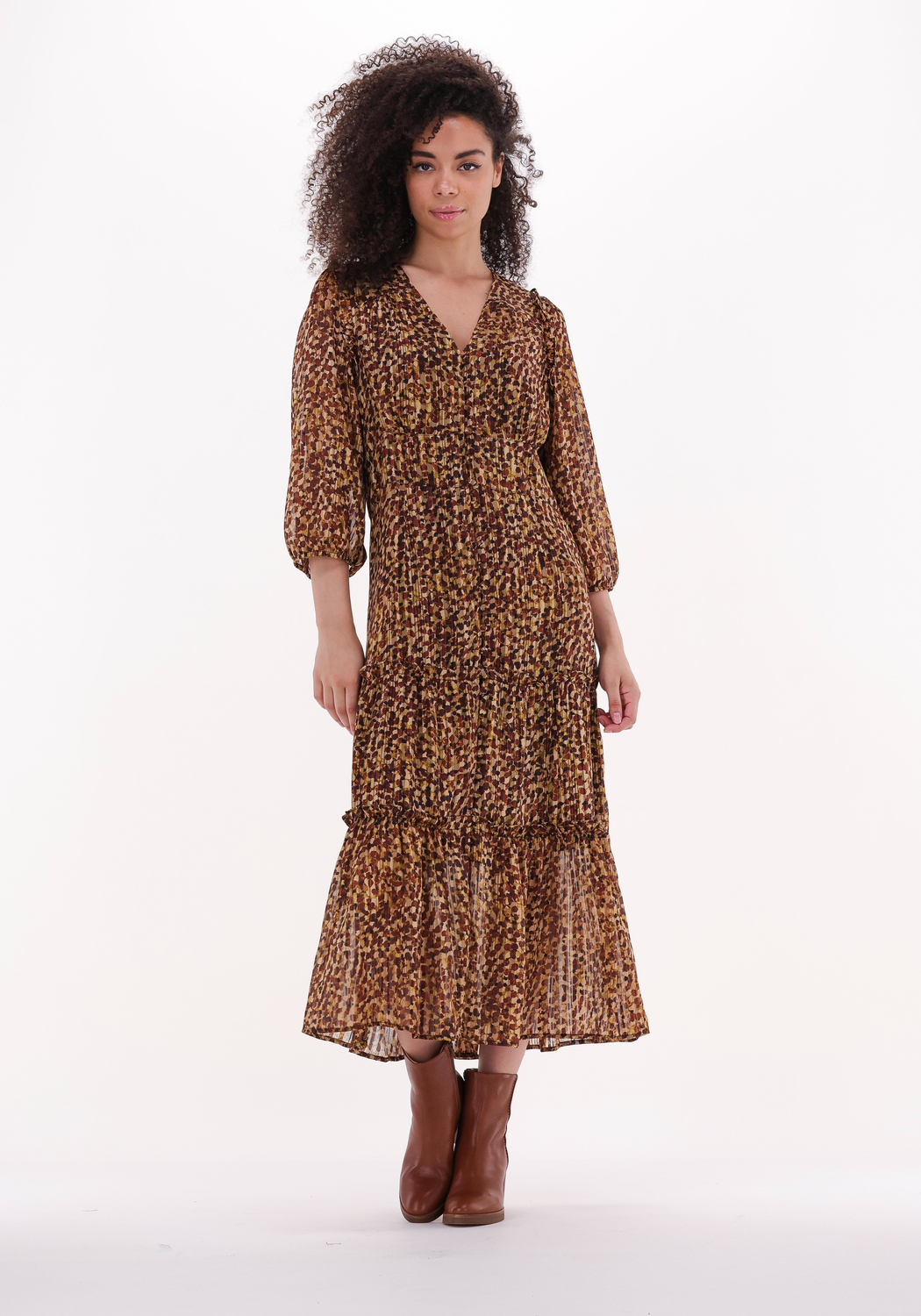 Bruine SECOND FEMALE Maxi jurk NUTMEG DRESS | Omoda