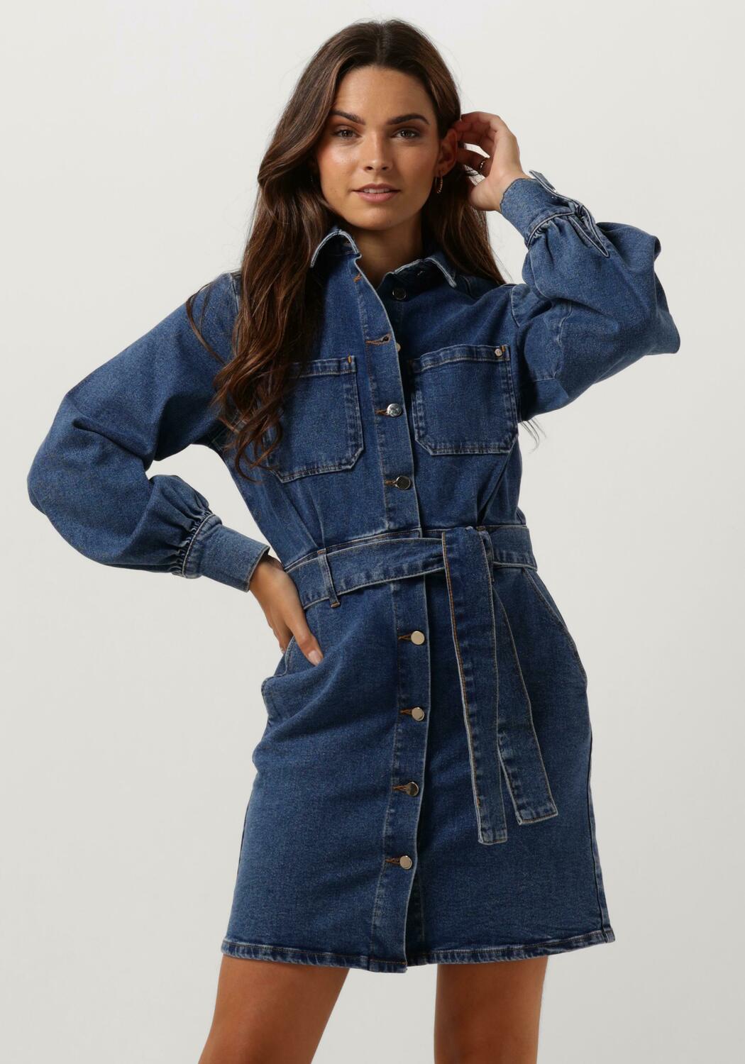 Lichtblauwe FREEBIRD Mini jurk DENIM-TWILL-COT-23-3 | Omoda