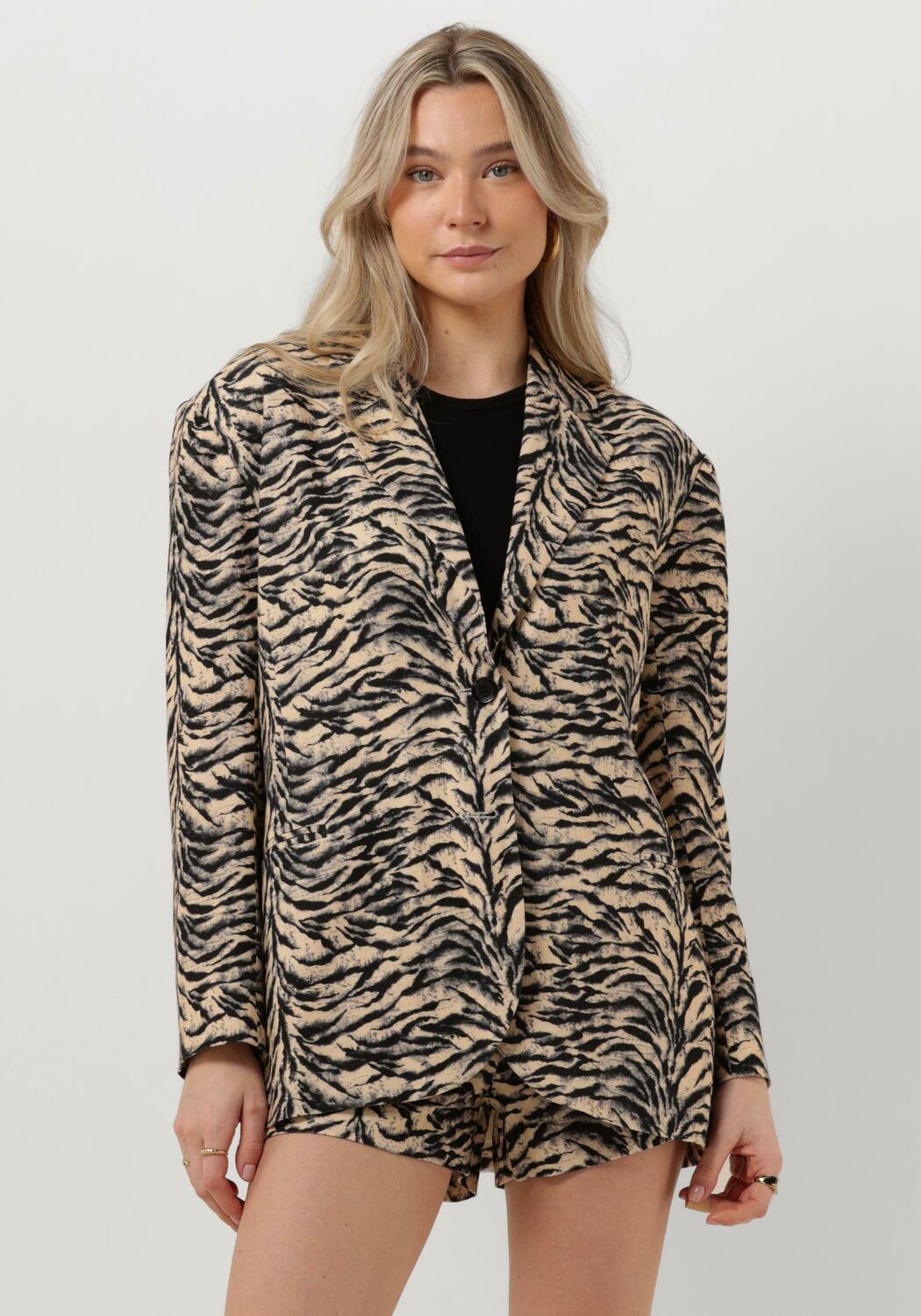 Beige ALIX THE LABEL Blazer LADIES WOVEN TIGER GRANDDAD BLAZER | Omoda