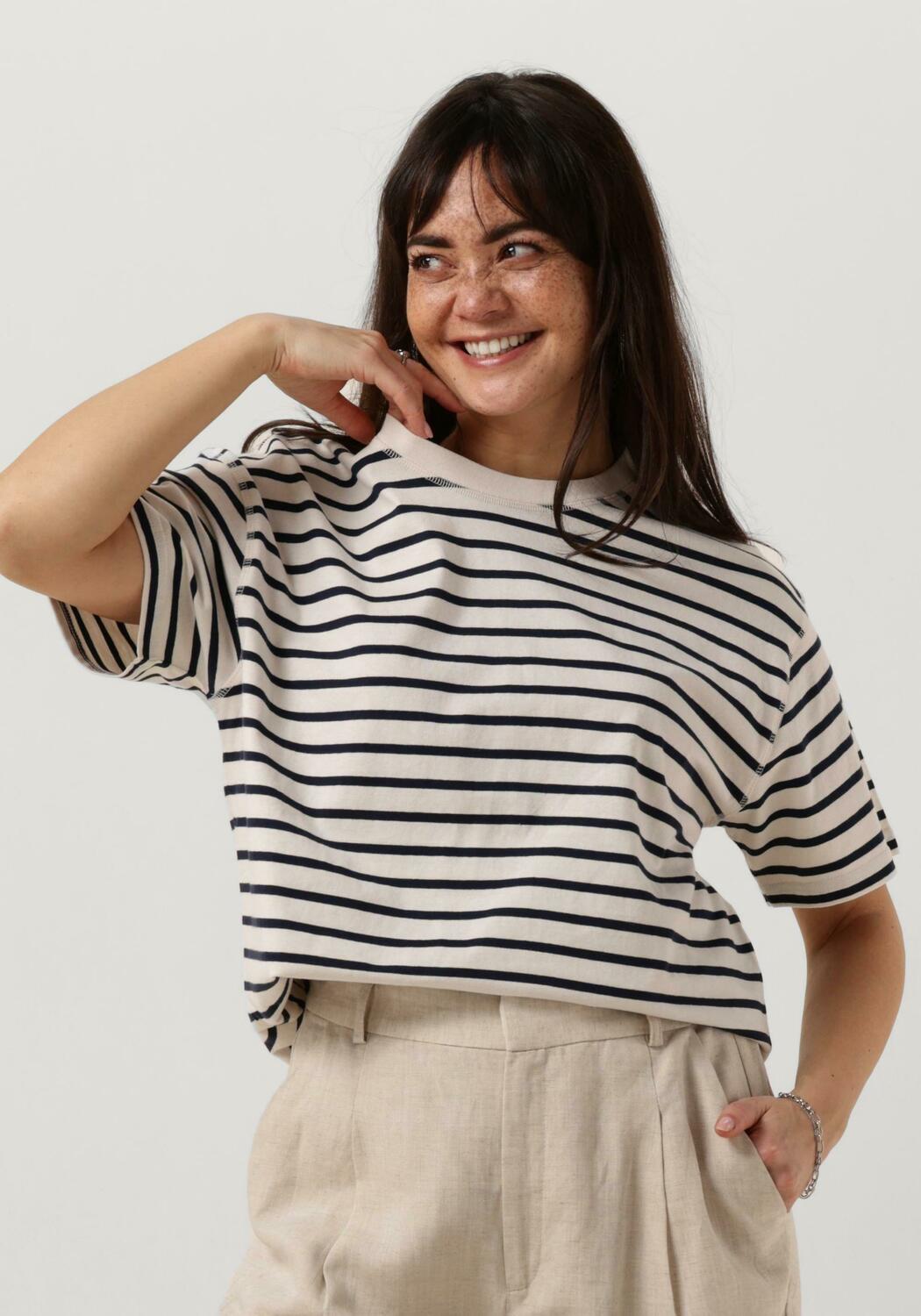Blauw/wit gestreepte ENVII Top ENKULLA SS STRIPE 5310 | Omoda