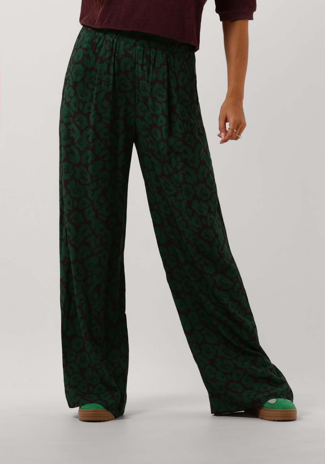 Groene BY-BAR Wijde broek BENJI SPOTTED PANT | Omoda