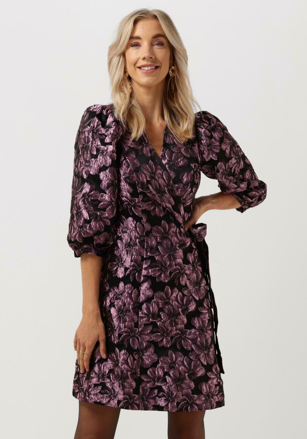 Paarse SELECTED FEMME Mini jurk SLFANJA-SIV 3/4 SHORT DRESS EX | Omoda