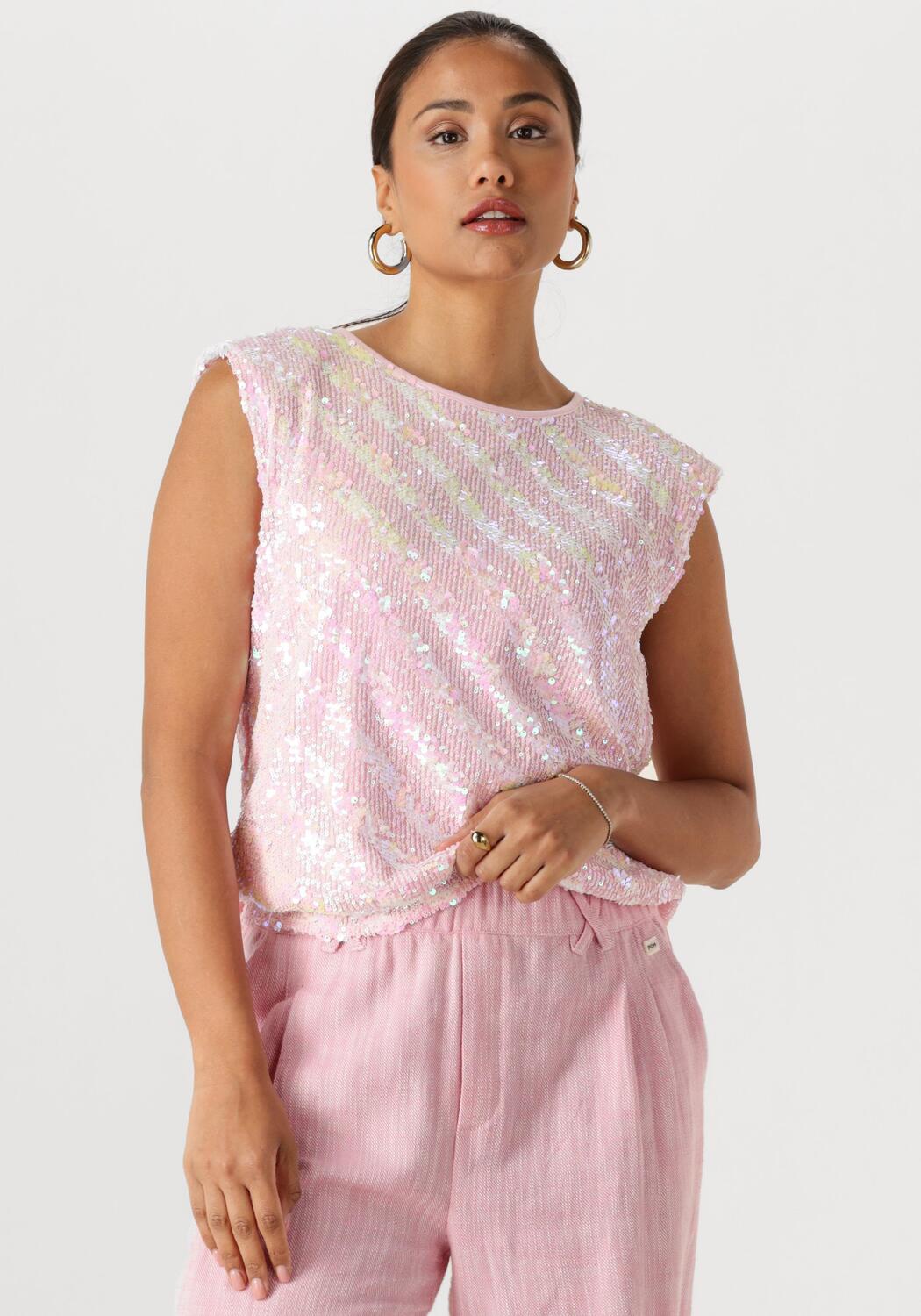 Roze POM AMSTERDAM Top TOP SEQUINS SHELL PINK | Omoda