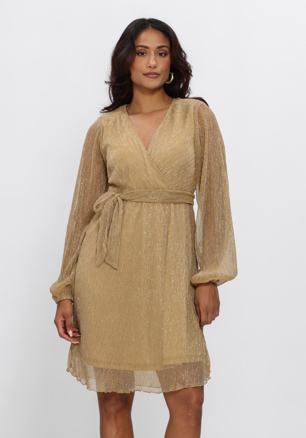 Gouden FREEBIRD Mini jurk F-JER-PLISSE-LUREX-26-1 | Omoda