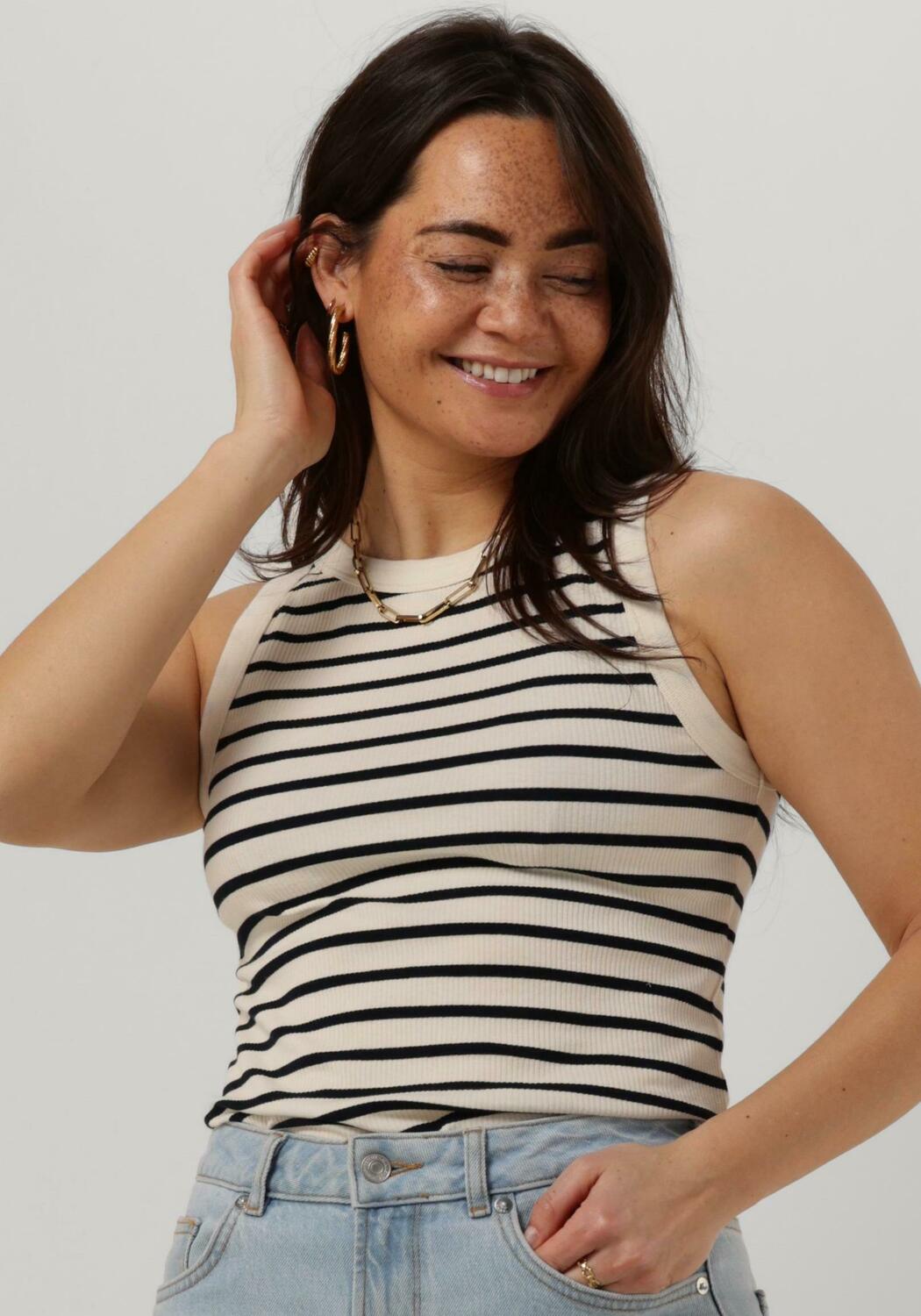 Blauw/wit gestreepte PENN & INK Top S23F1228 | Omoda