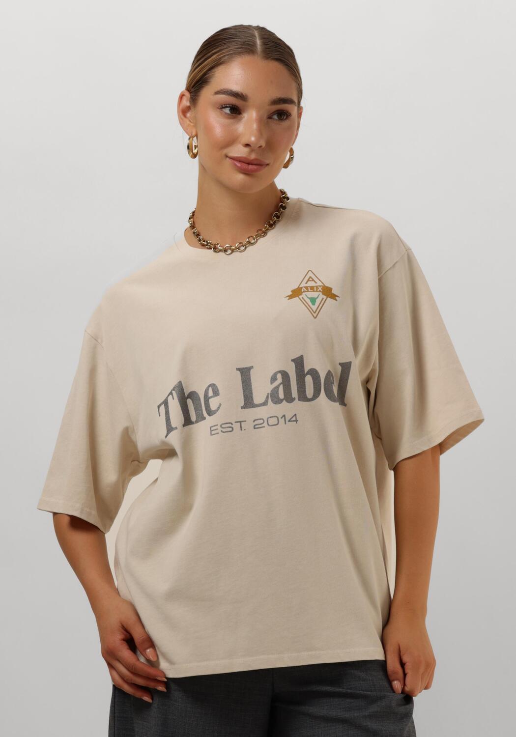 Beige ALIX THE LABEL T-shirt LADIES KNITTED THEL LABEL T-SHIRT | Omoda