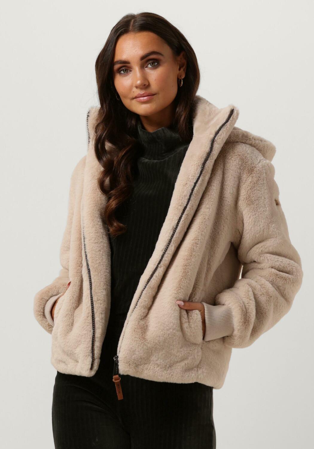 Ecru MOSCOW Faux fur jas 08-08-EVELYN-1 | Omoda