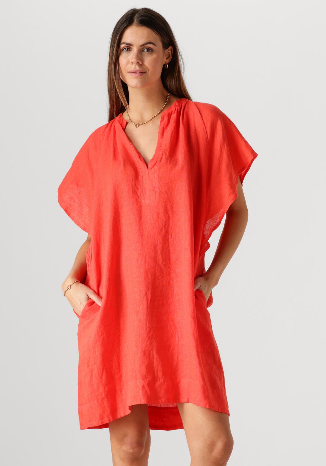 Rode BY-BAR Mini jurk VINA LINEN DRESS | Omoda
