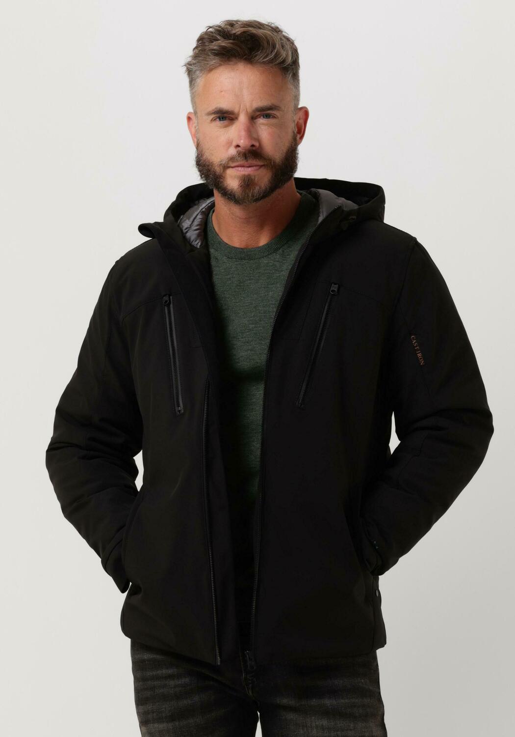 Zwarte CAST IRON Gewatteerde jas SHORT JACKET SOFTSHELL ZEROYON 2.0 | Omoda