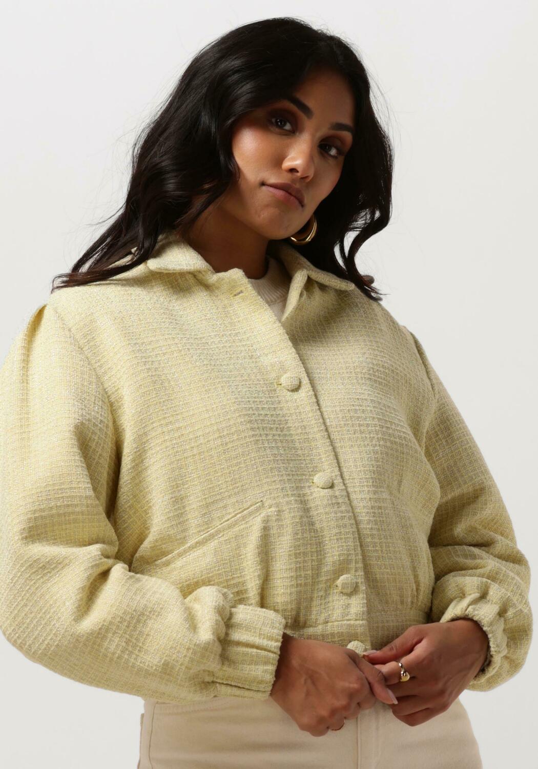 Gele COLOURFUL REBEL Jack YUKA BOUCLE BOMBER JACKET | Omoda