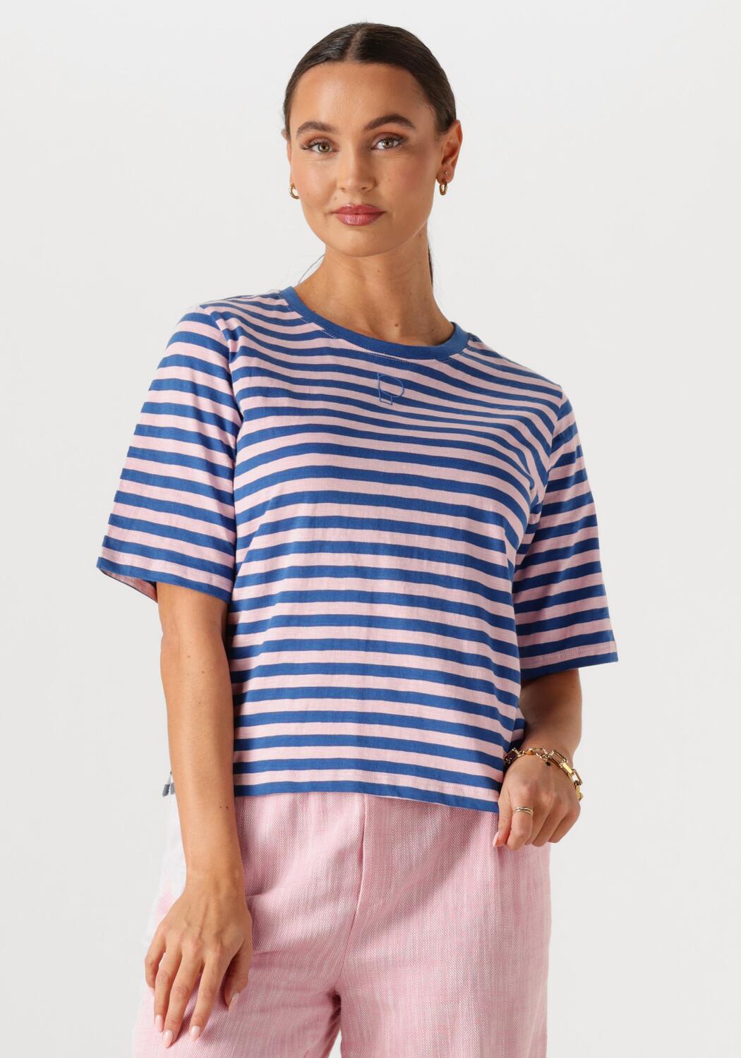 Multi POM AMSTERDAM T-shirt TSHIRT STRIPE BLUE PINK | Omoda
