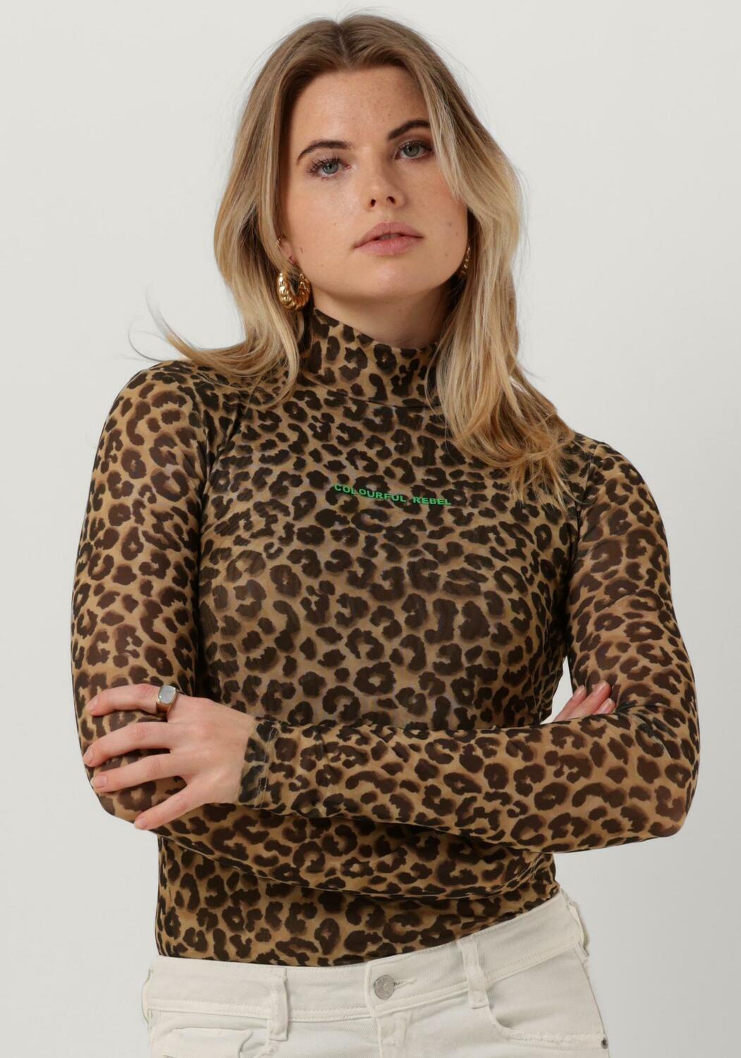 Zand COLOURFUL REBEL Longsleeves NEYO LEOPARD MESH TURTLENECK TOP | Omoda
