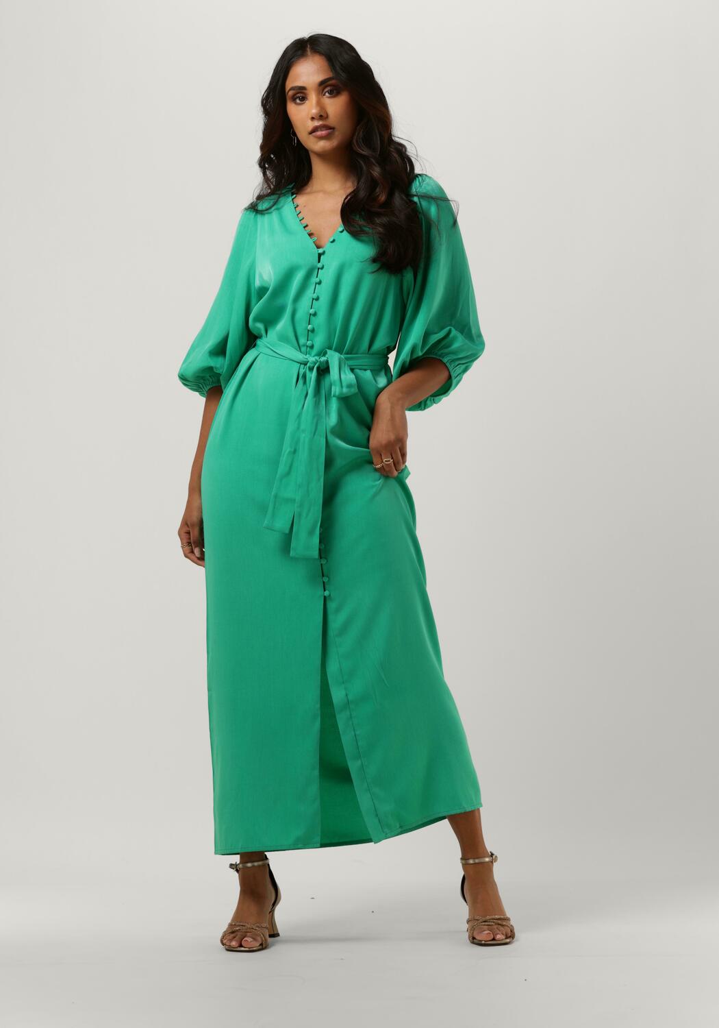 Groene FREEBIRD Maxi jurk WV-WASH-SATIN-VIS-23-1 | Omoda