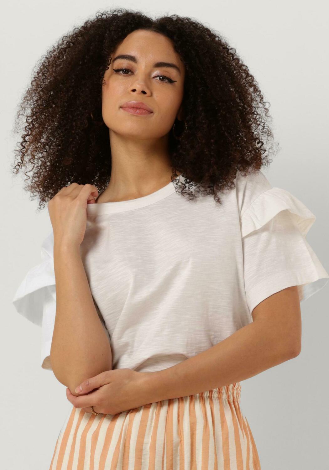 Witte SELECTED FEMME T-shirt SLFRYLIE SS FLORENCE TEE | Omoda
