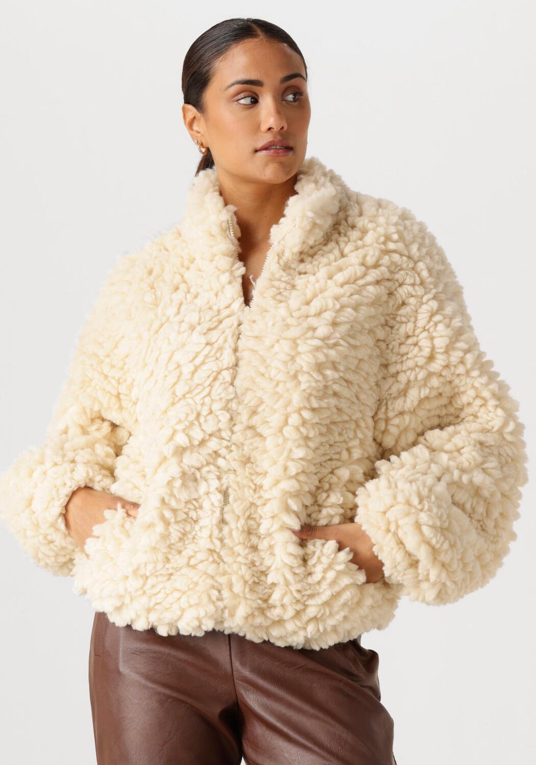 Ecru ANOTHER LABEL Teddy jas SARA JACKET | Omoda