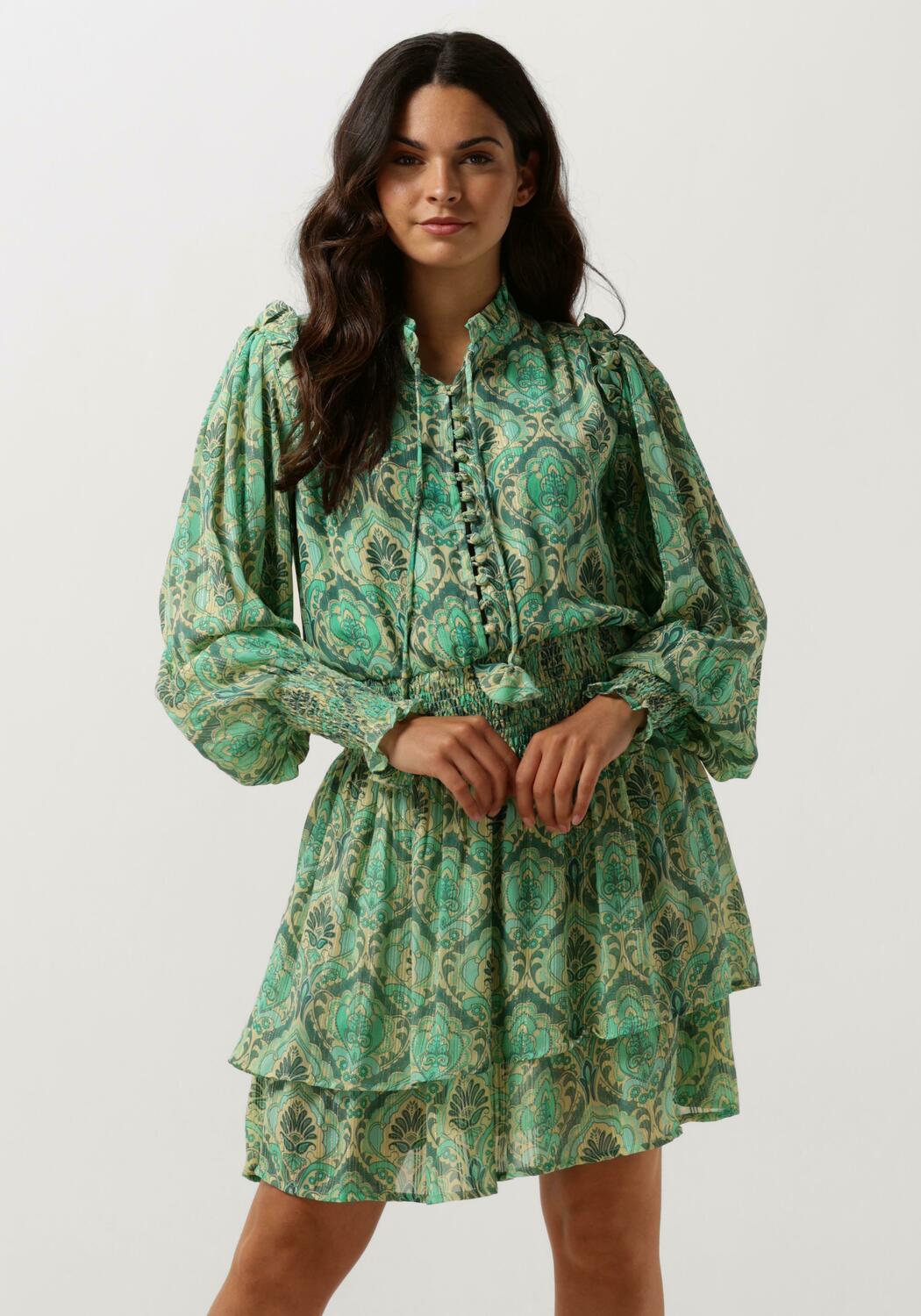 Groene JANICE Mini jurk ARI PRINT | Omoda