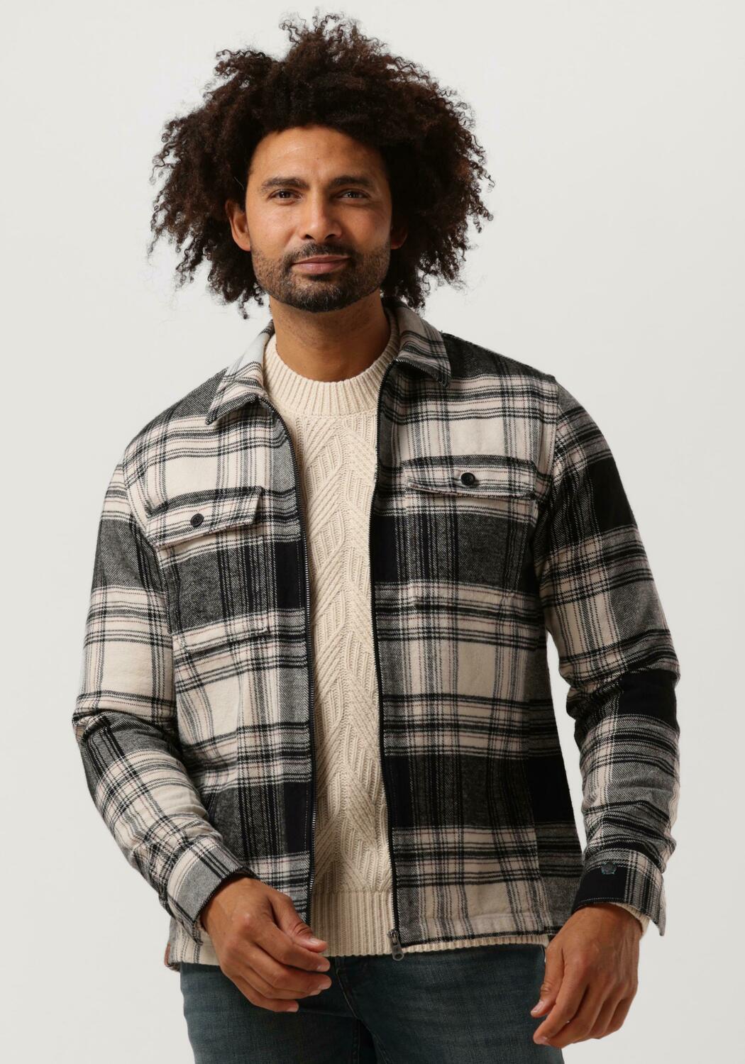 Zwarte CAST IRON Overshirt LONG SLEEVE SHIRT REGULAR FIT HEAVY CHECK ...