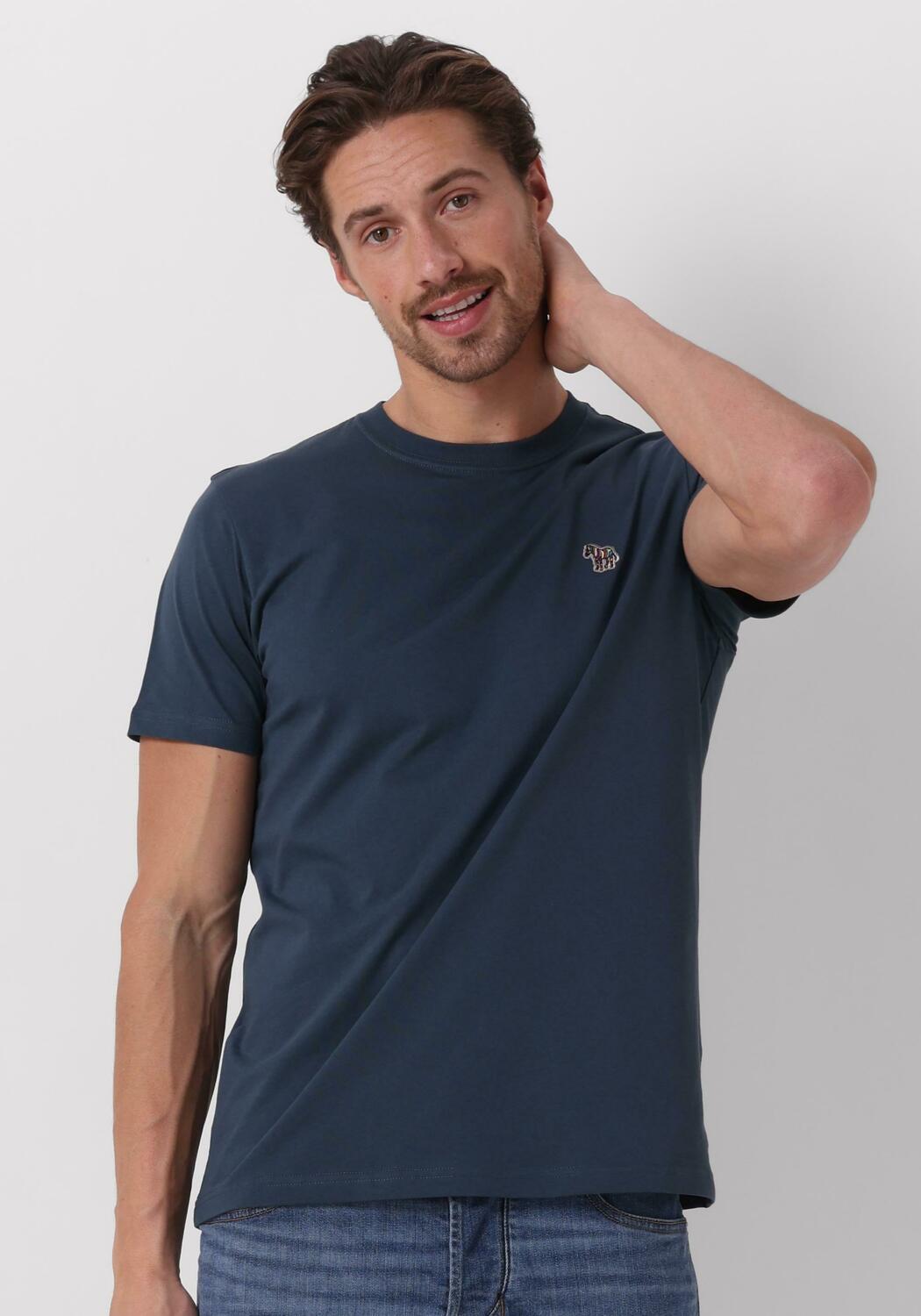 Blauwe PS PAUL SMITH Polo MENS SLIM FIT SS TSHIRT ZEBRA BADGE | Omoda