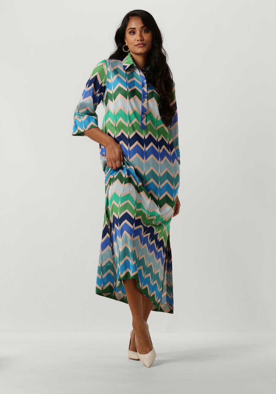 Blauwe ANA ALCAZAR Midi jurk SHIRT MIDI DRESS | Omoda