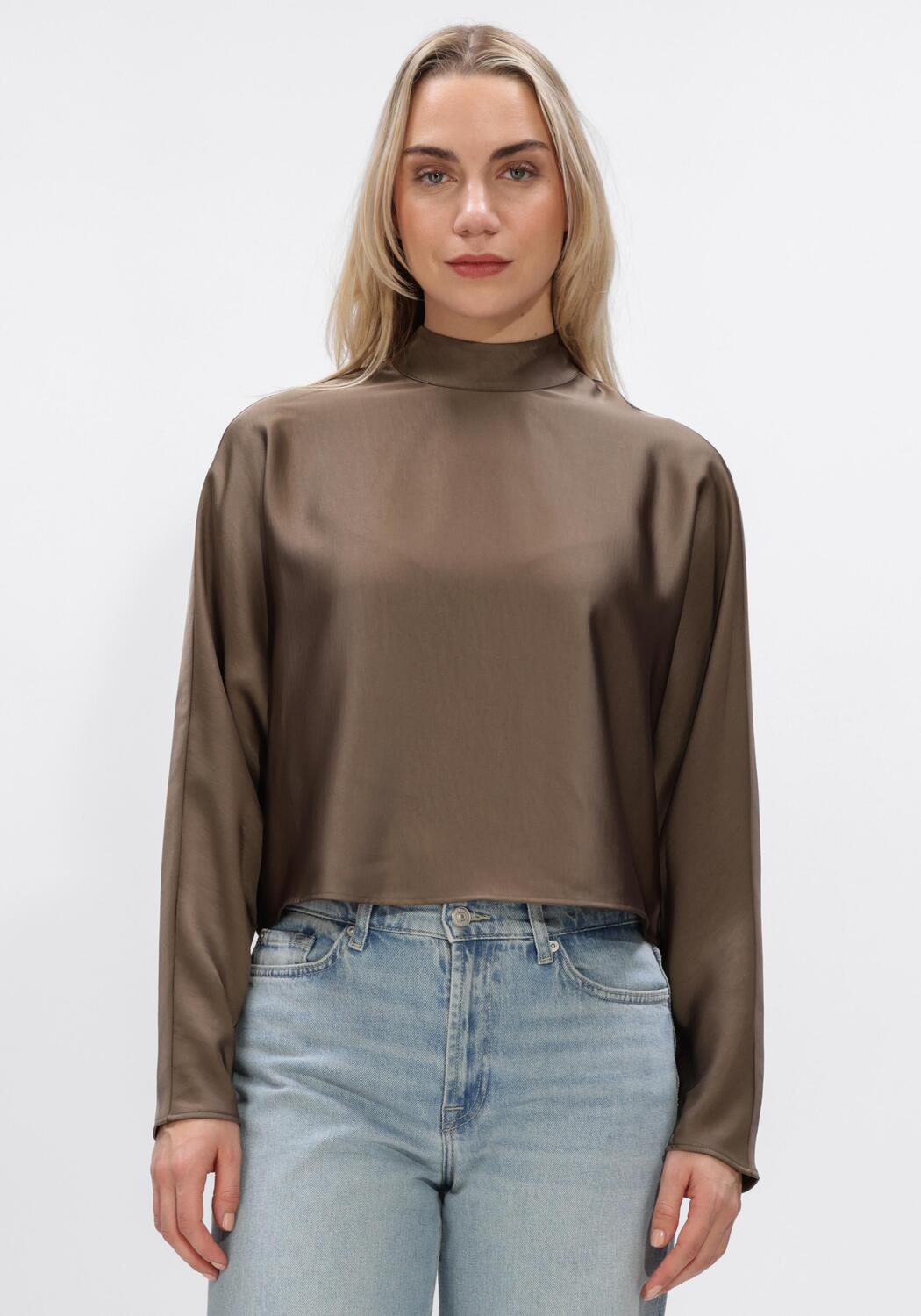 Grijze DANTE6 Blouses LORELLE SATIN BOW TOP | Omoda