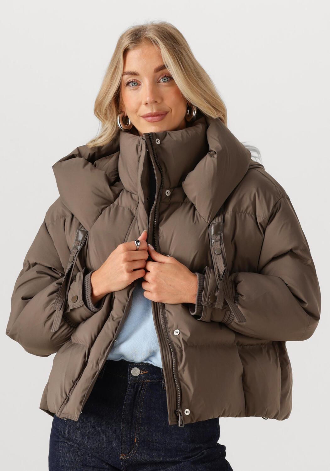 Taupe NUKUS Gewatteerde jas EMILIA JACKET | Omoda