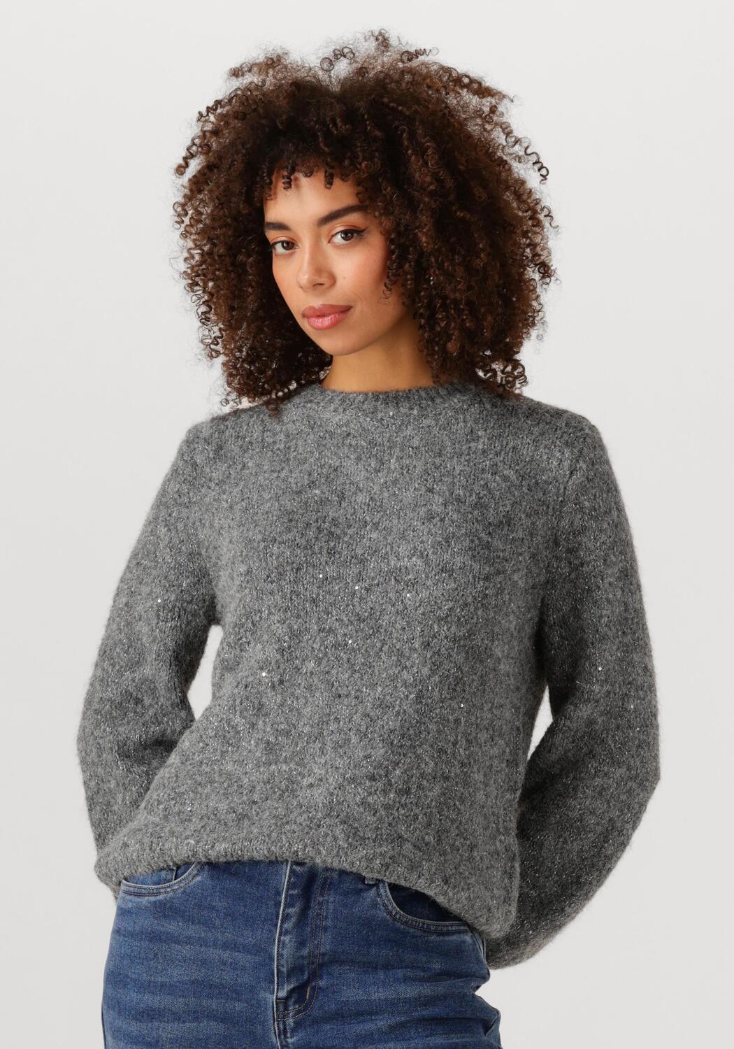 Grijze OBJECT Trui OBJNAN L/S LOS KNIT PULLOVER 141 DIV | Omoda