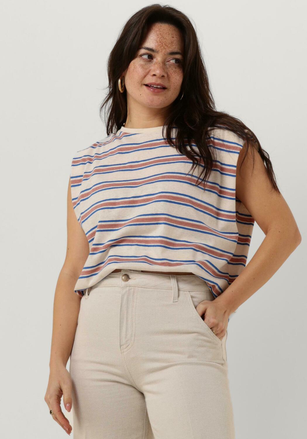Blauwe BY-BAR Top DIEDE TROPICO STRIPE TOP | Omoda