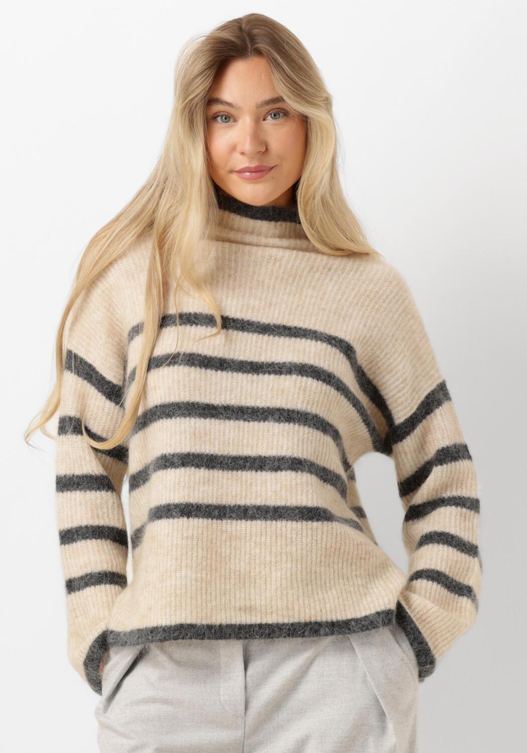 Zand SECOND FEMALE Trui OVALIS KNIT T-NECK | Omoda