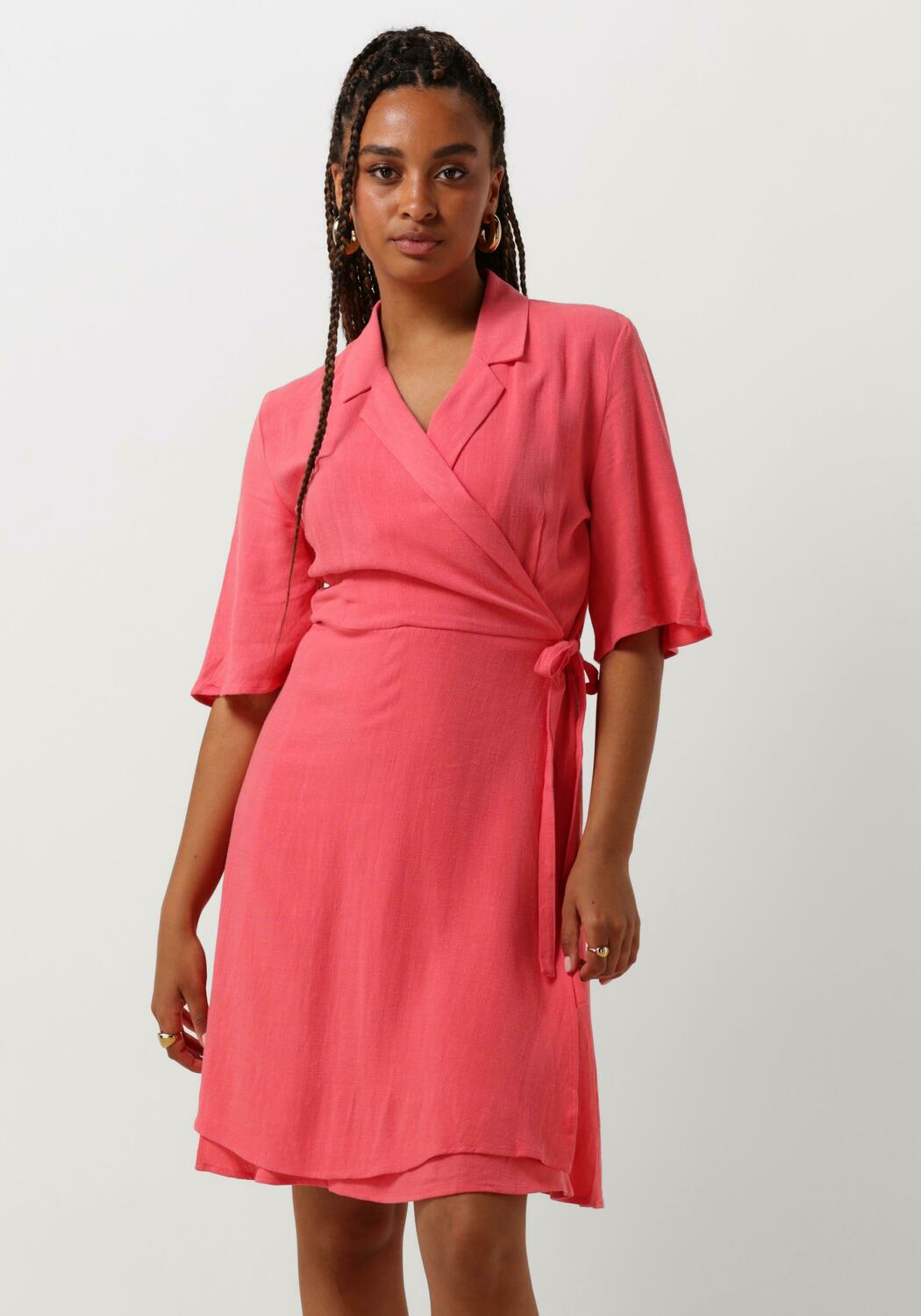 Roze OBJECT Mini jurk OBJSANNE RE S/S SHORT WRAP DRESS | Omoda