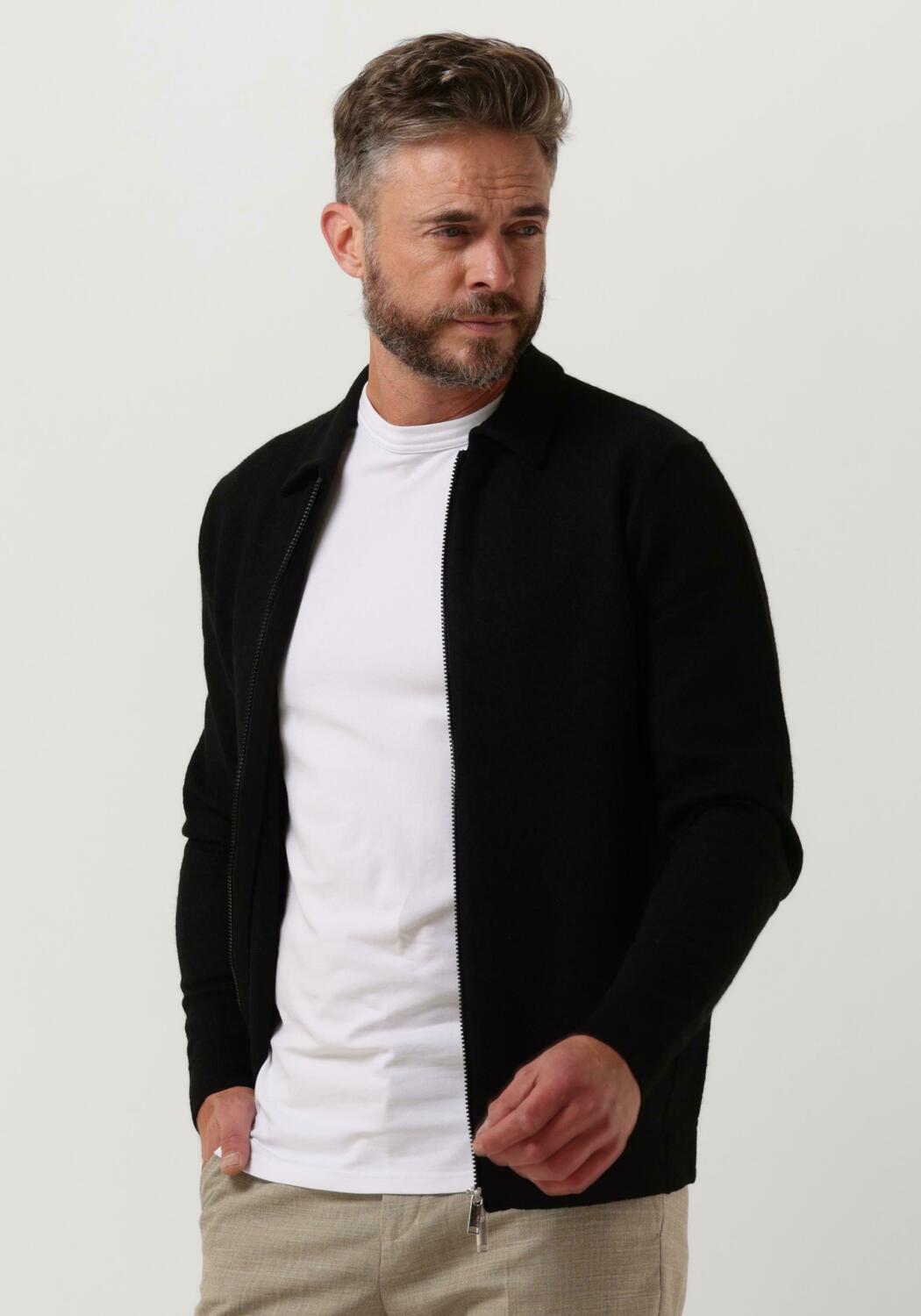 Zwarte SELECTED HOMME Vest BELO LS KNIT ZIP CARDIGAN | Omoda