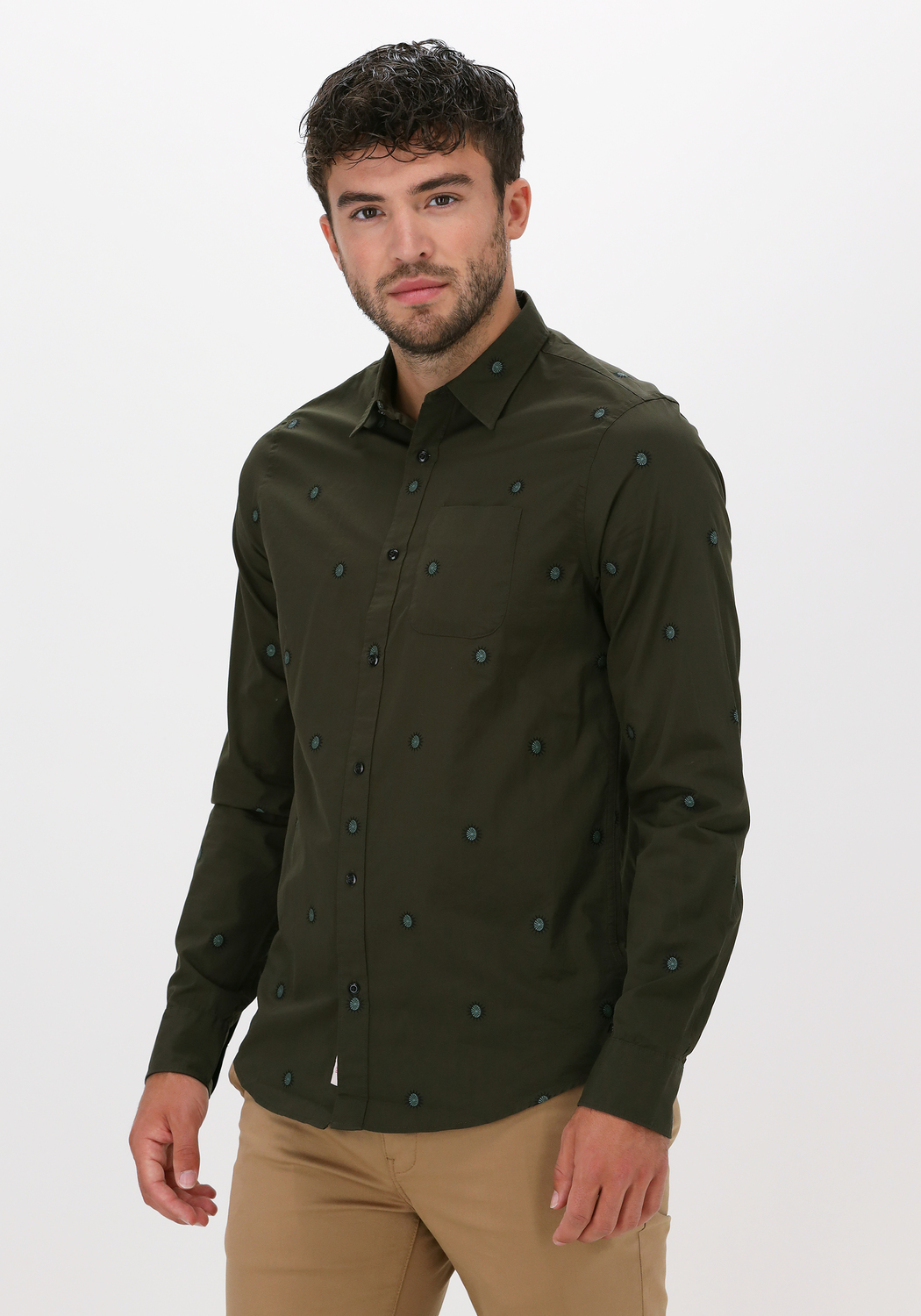 Groene SCOTCH & SODA Casual overhemd 163339 - FIXED POCHET FIL COUP | Omoda