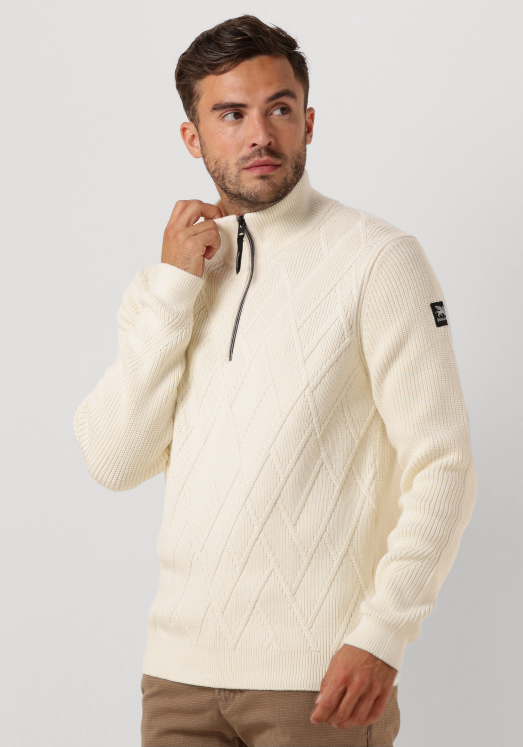 Beige VANGUARD Trui HALF ZIP COLLAR COTTON NYLON | Omoda