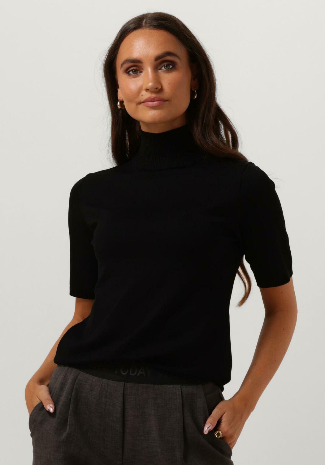 Zwarte MINUS Top LIMA ROLL NECK KNIT | Omoda