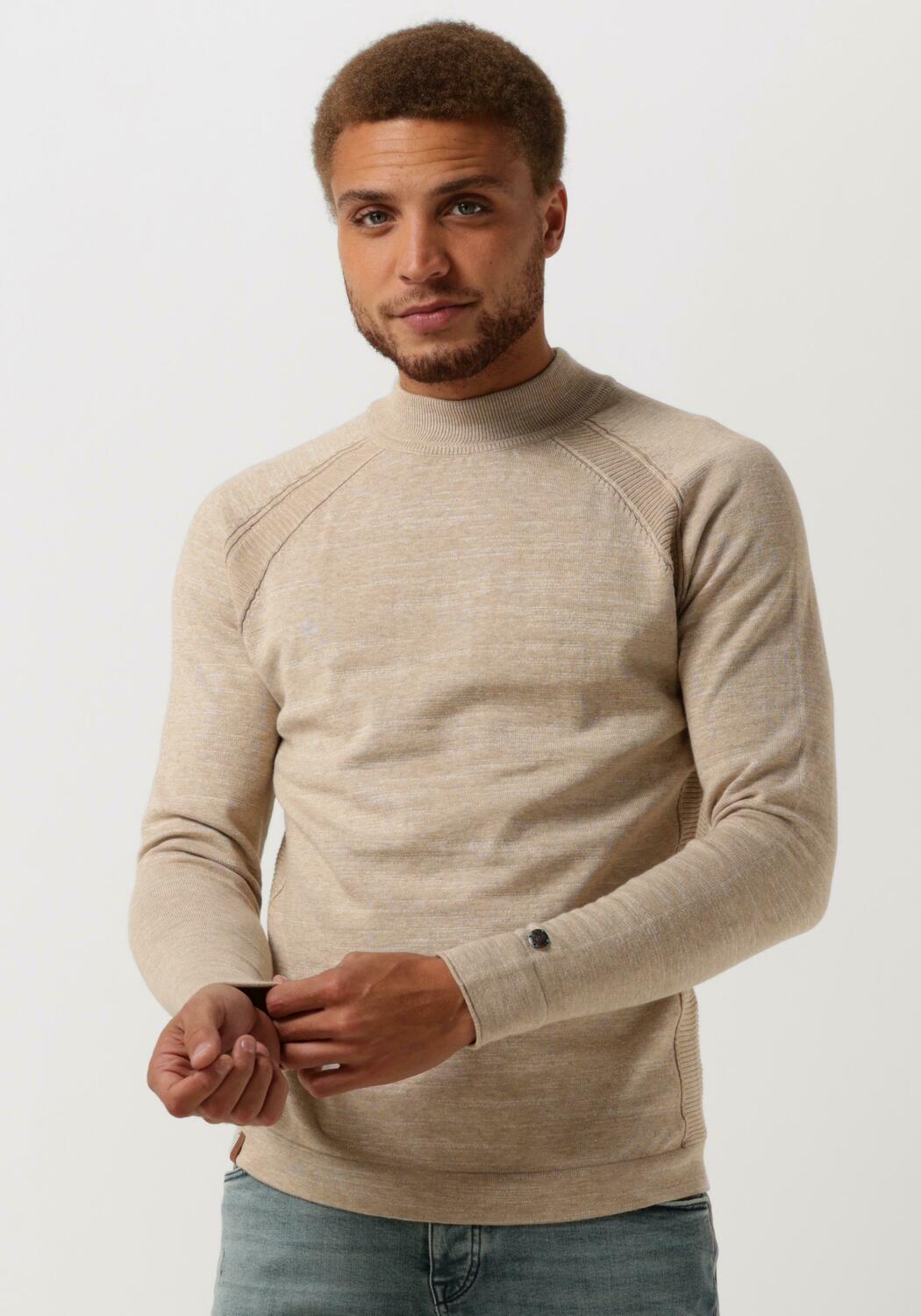 Beige CAST IRON Trui MOCK NECK COTTON HEATHER PLATED | Omoda