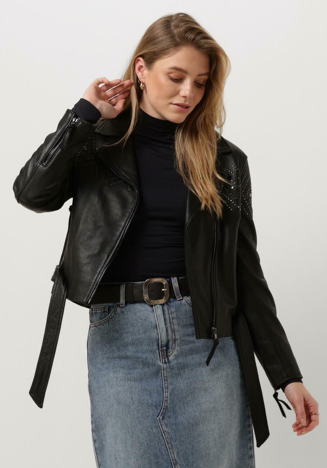 Zwarte IBANA Leren jas BLINN | Omoda