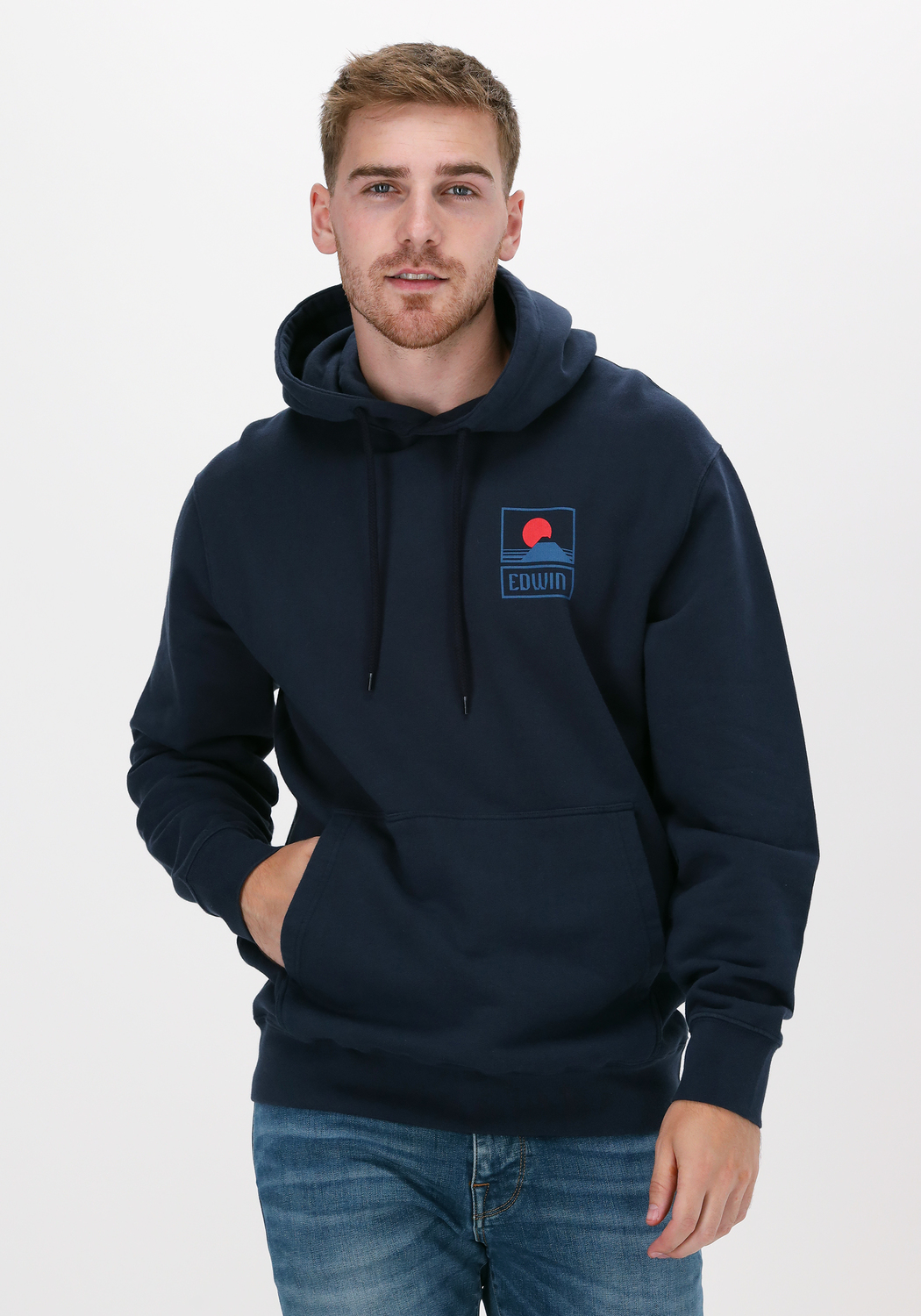 Blauwe EDWIN Sweater SUNSET ON MT FUIJ HOODIE SWEAT | Omoda
