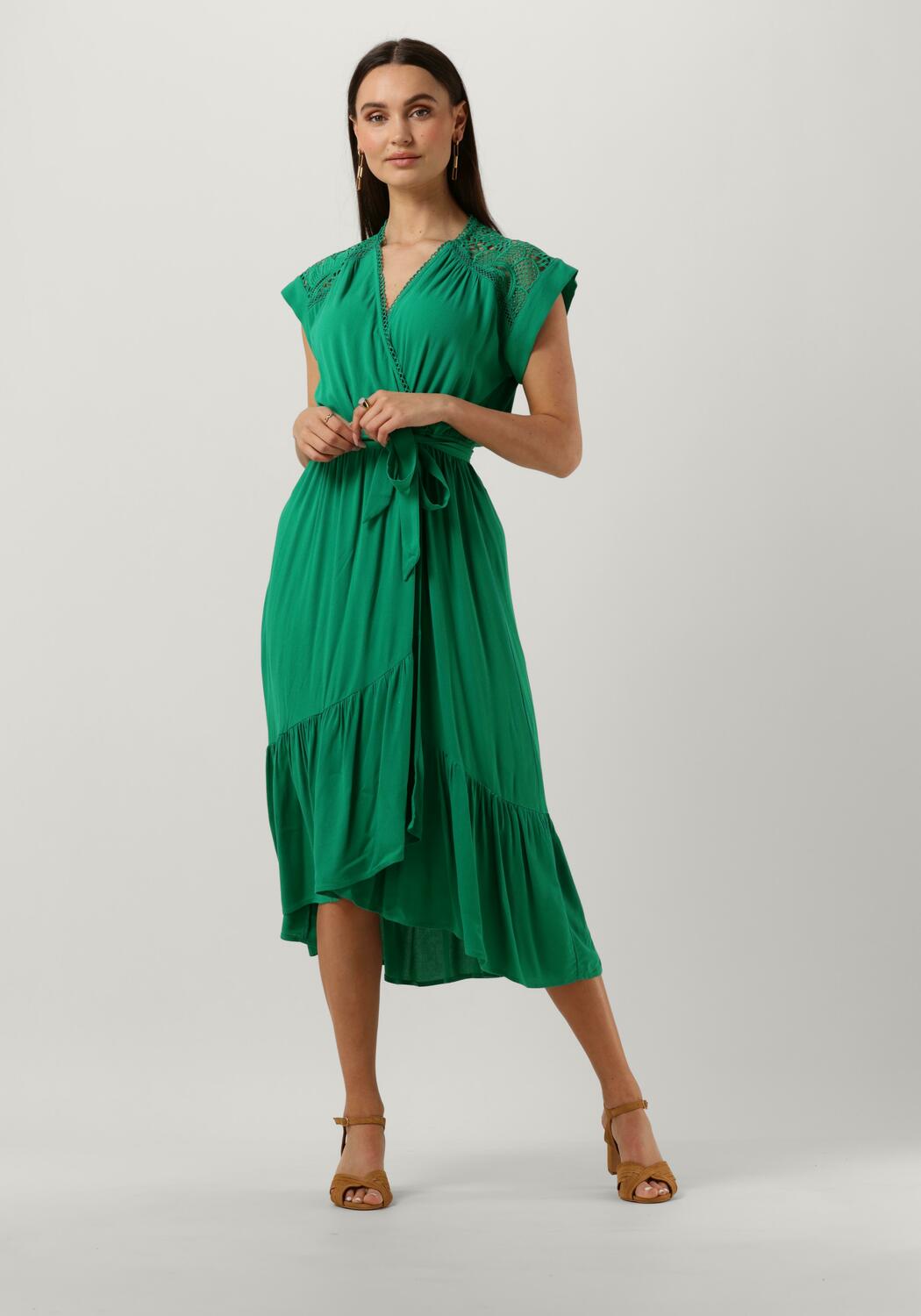 Groene SUNCOO Midi jurk CLELYA | Omoda