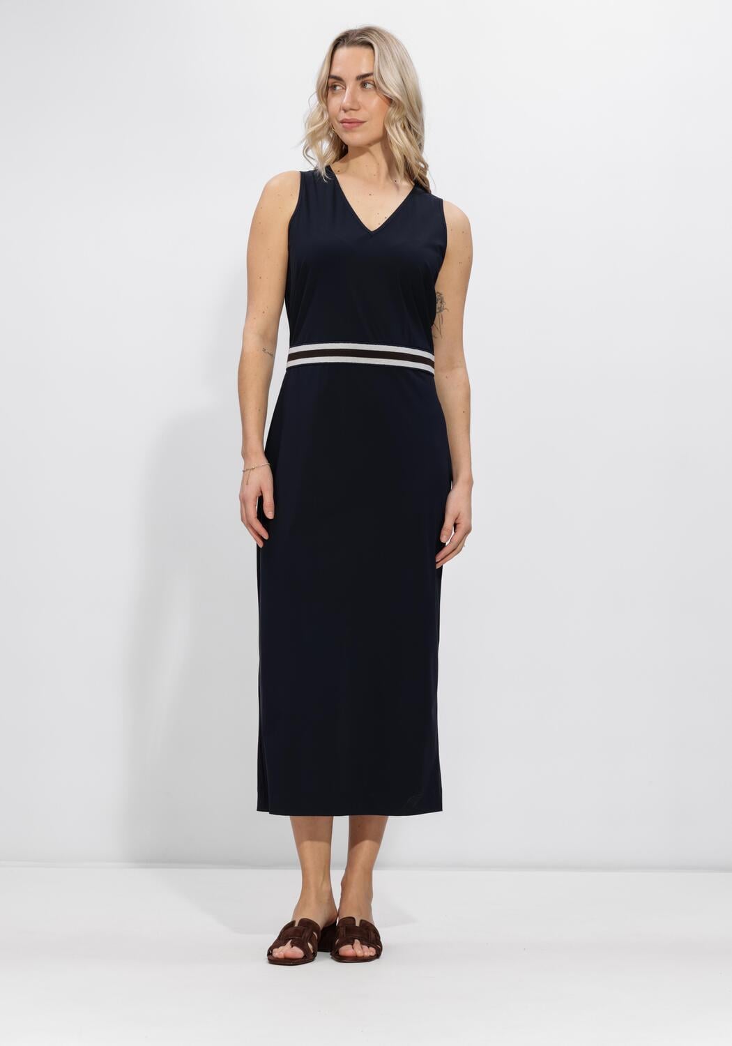 Donkerblauwe STUDIO ANNELOES Maxi jurk Tirza tape dress | Omoda