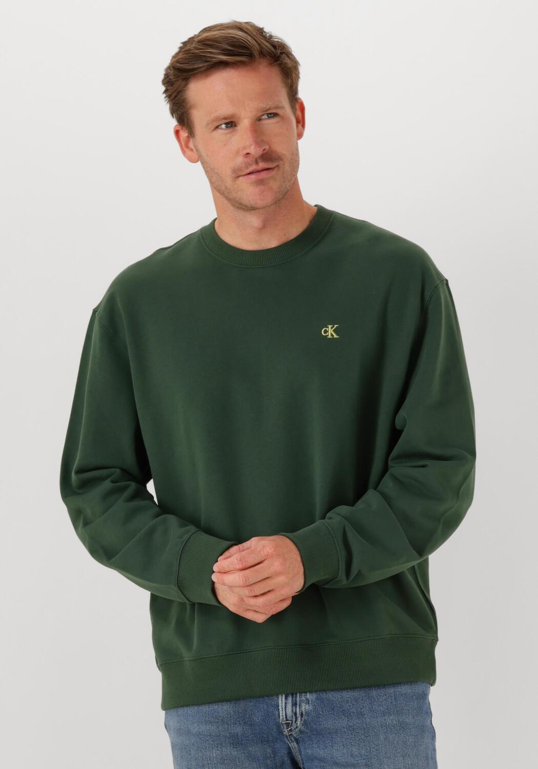 Donkergroene CALVIN KLEIN Sweater LS EU 350TERRY MONOGRAM CN SWEAT | Omoda